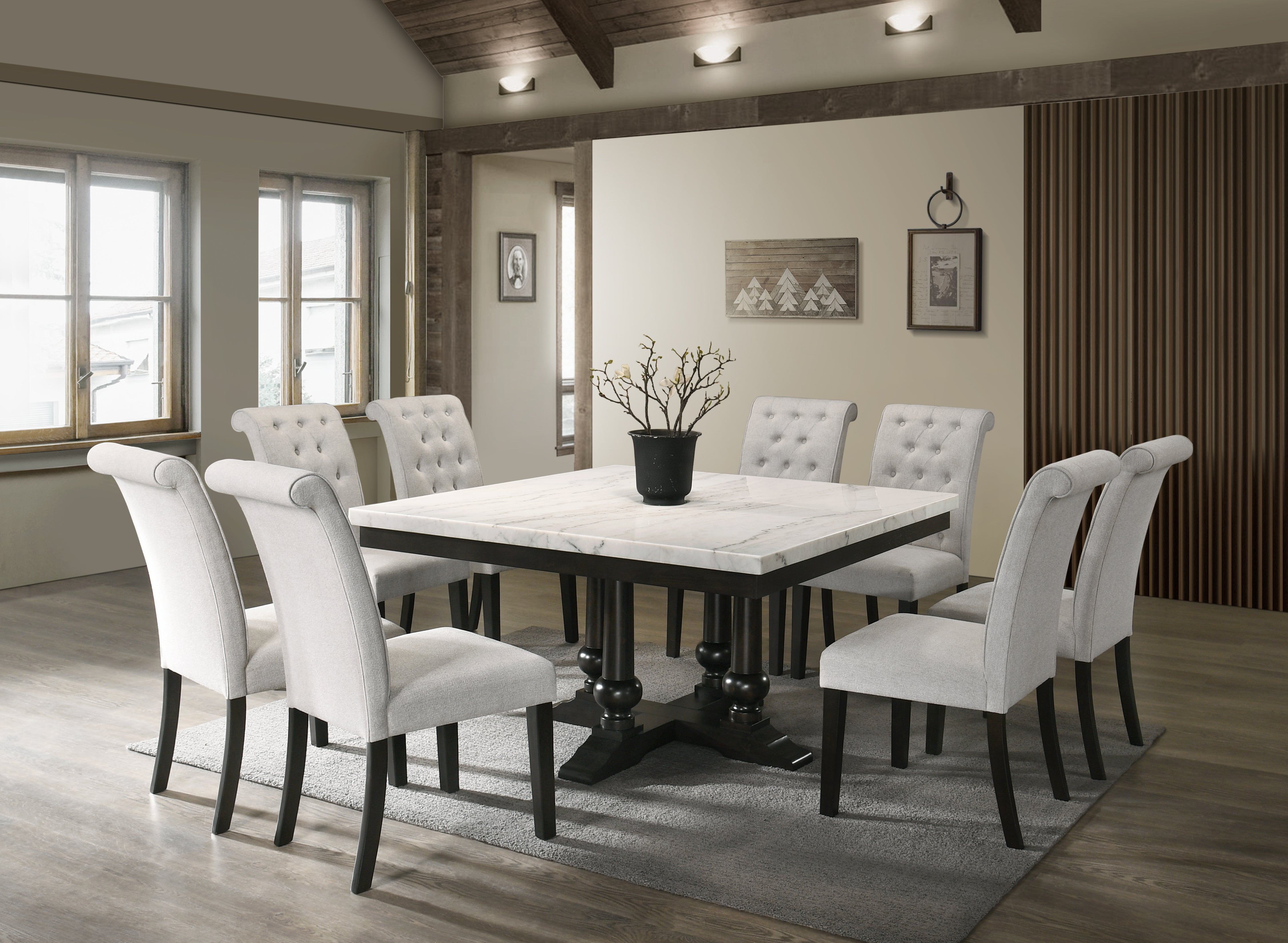 Calera Marble Dining Table With 8 Chairs | Richicollection